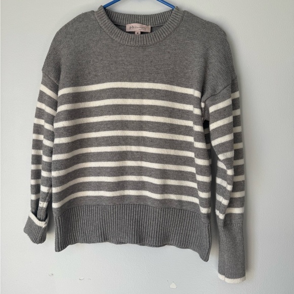 Philosophy | Sweaters | Philosophy Charcoal And Cream Striped Sweater ...